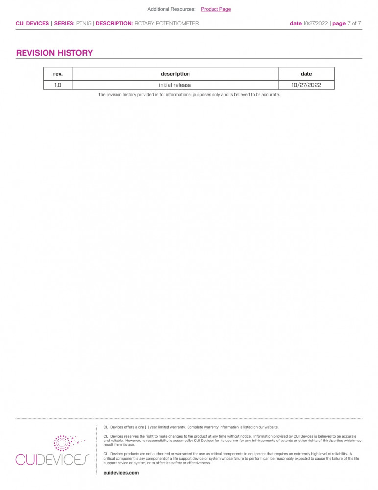PTN15 product documentation page 7