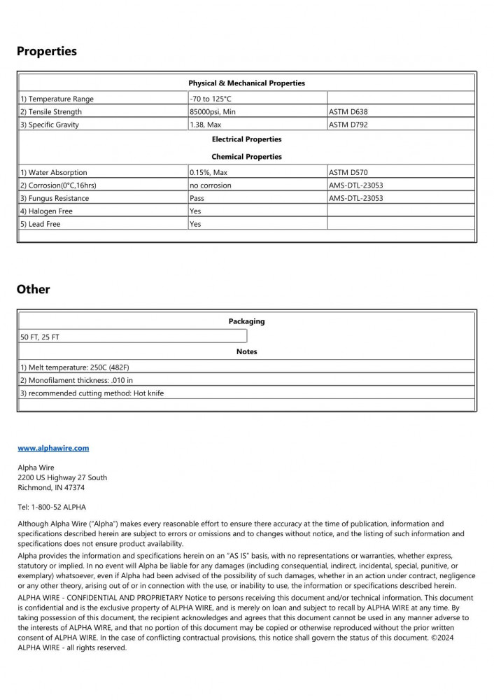 Alpha Wire ZGRP11/2 BK008 technical specification page 2