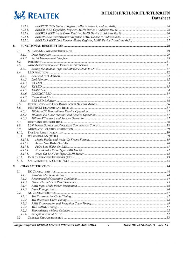 RTL8201F datasheet page 5
