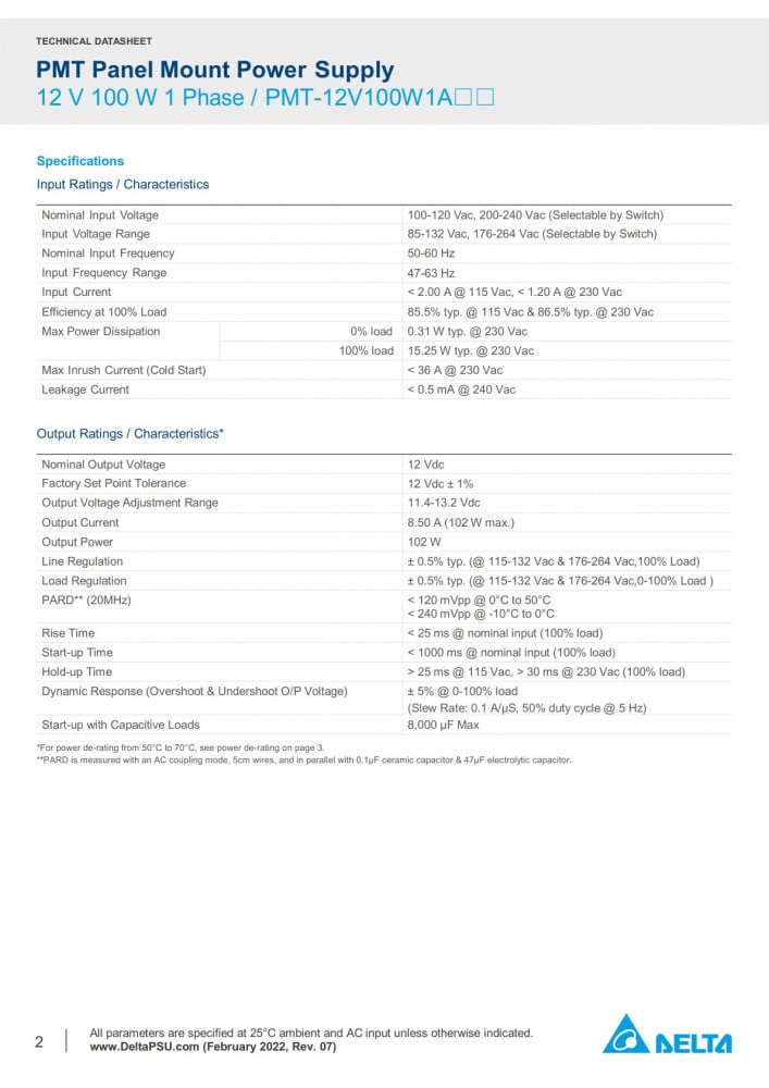 PMT datasheet page 2
