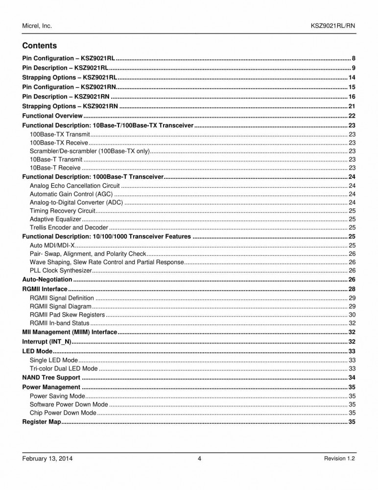 KSZ9021RN technical document page 4