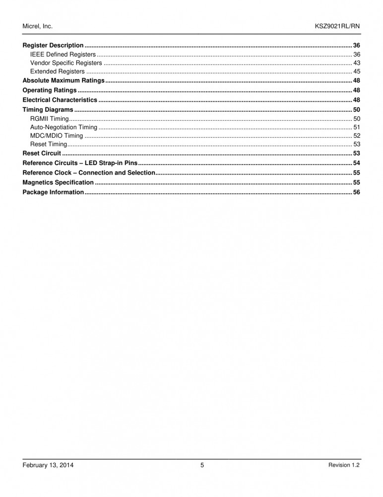 KSZ9021RN technical document page 5