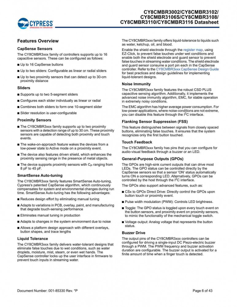CY8CMBR3116 datasheet page 7