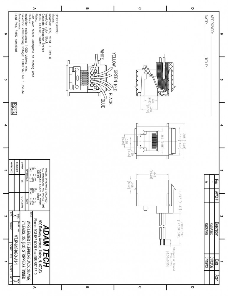 ADAM TECH MTJP-648-K6-X-A1-1 product drawing