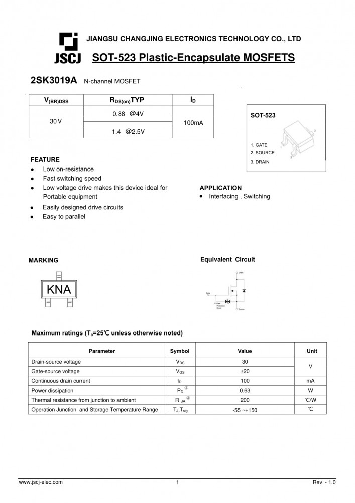 2SK3019A datasheet page 1