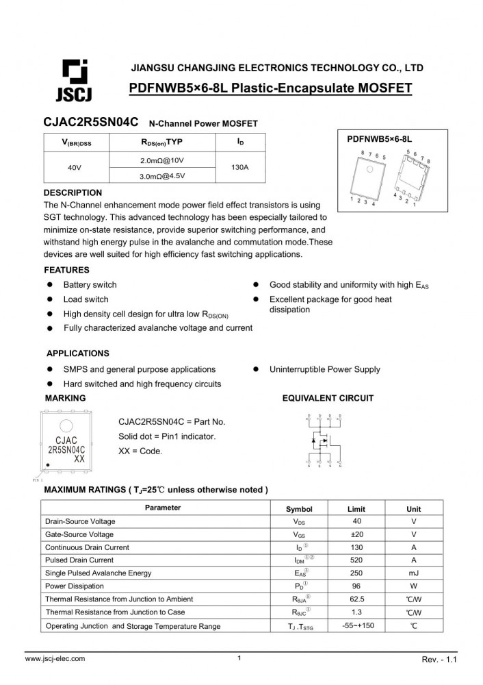 CJAC2R5SN04C datasheet page 1