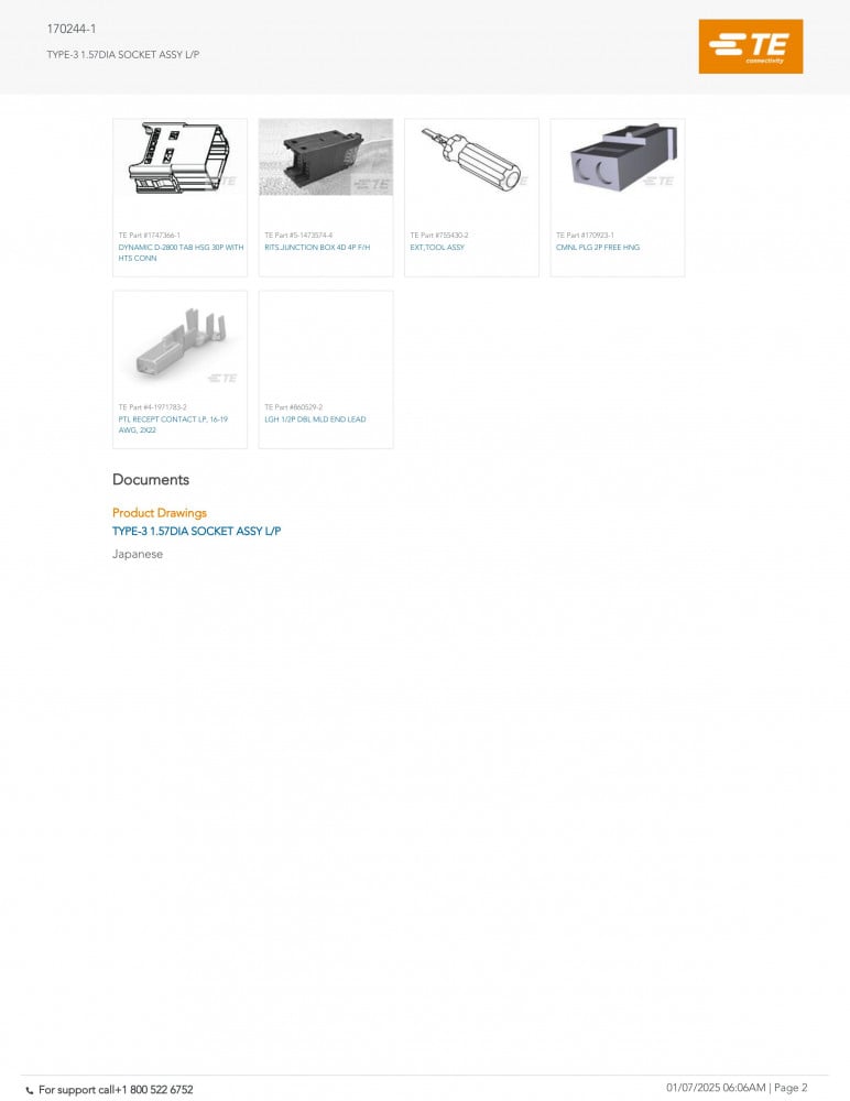 TE Connectivity 170244-1 technical document page 2