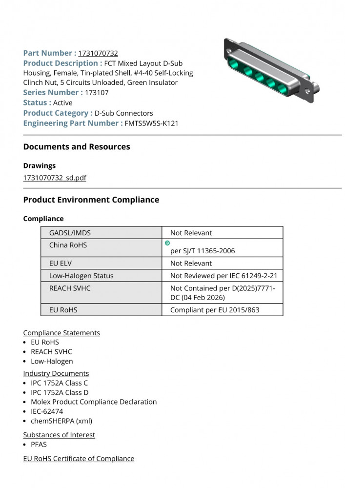 MOLEX 1731070732 drawing preview, page 1