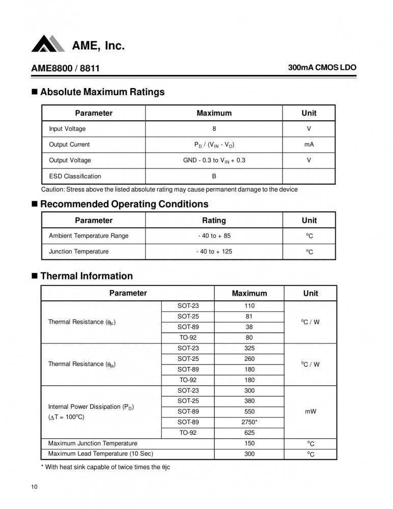 AME8800 datasheet page 10