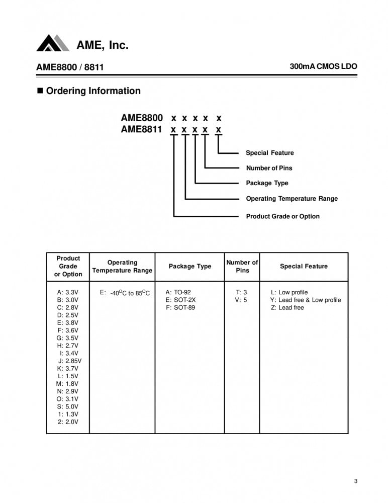 AME8800 datasheet page 3
