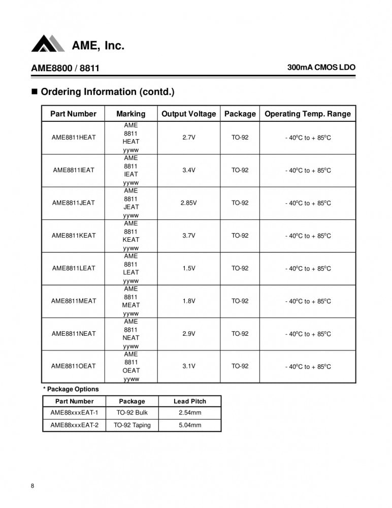 AME8800 datasheet page 8