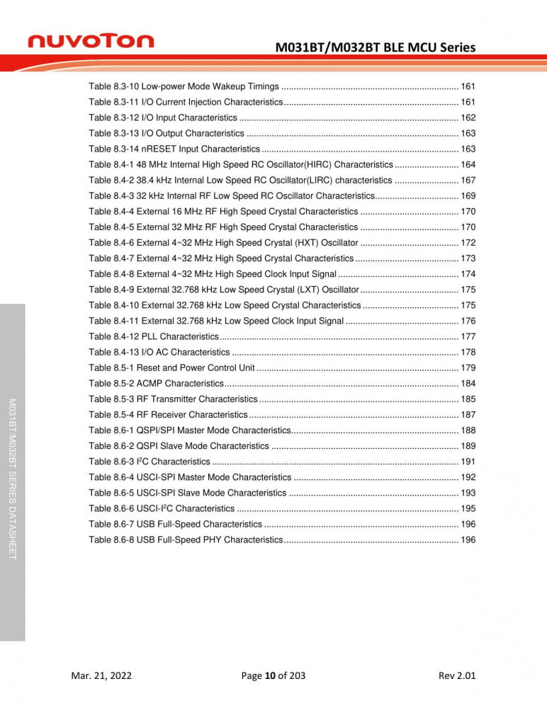 Nuvoton datasheet page 10