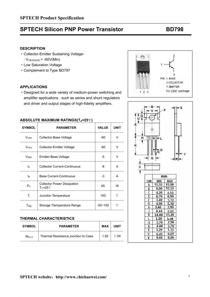 BD798 datasheet page 1