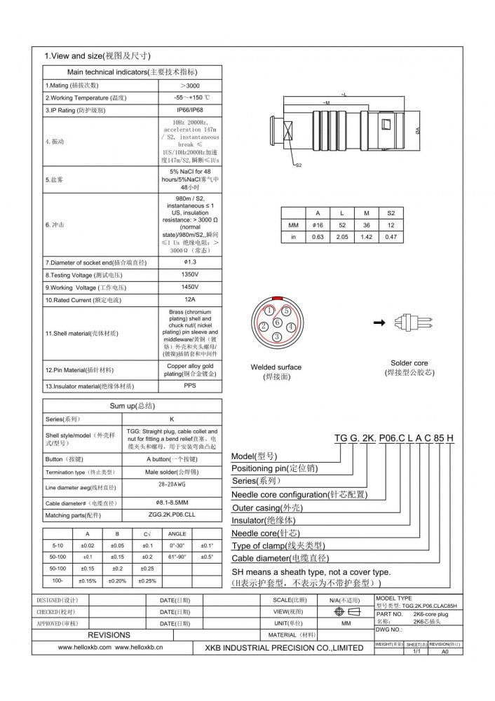 TGG.2K.P06.CLAC85H technical drawing page 1