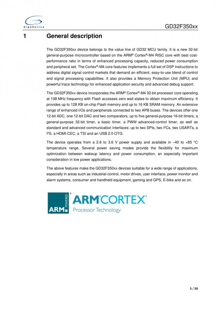 GD32F350xx datasheet page 6