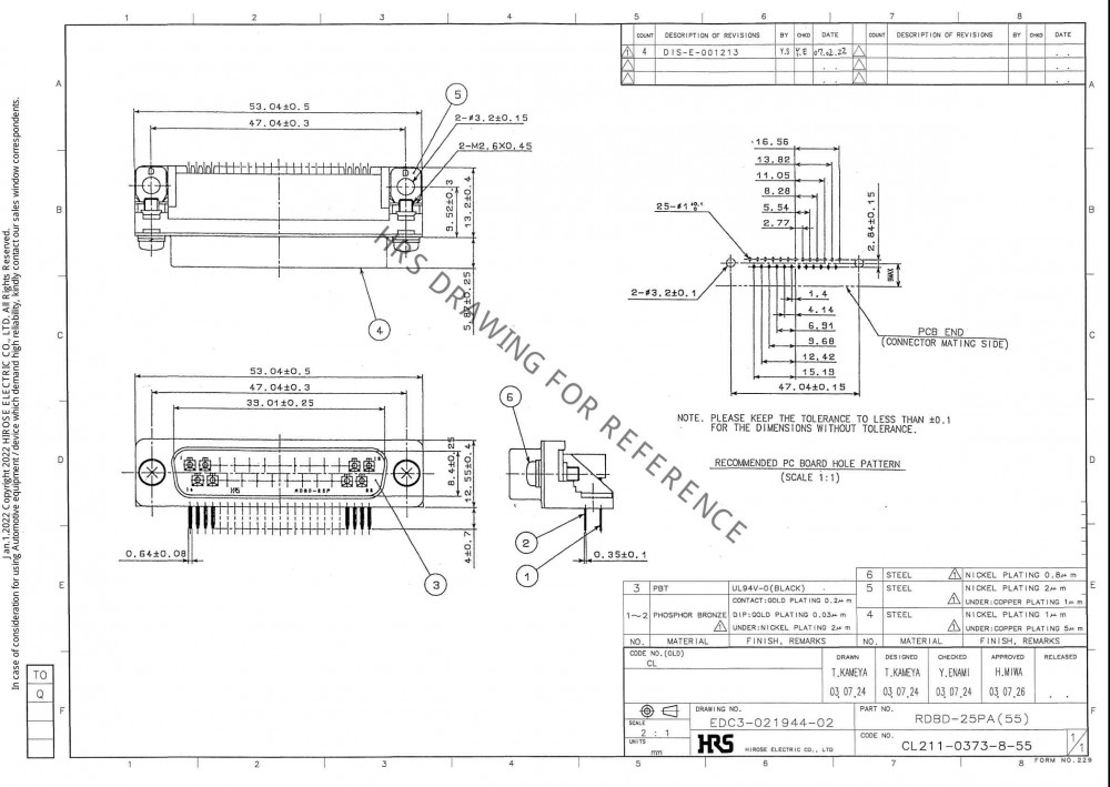 HRS RDBD-25PA(55) technical drawing preview