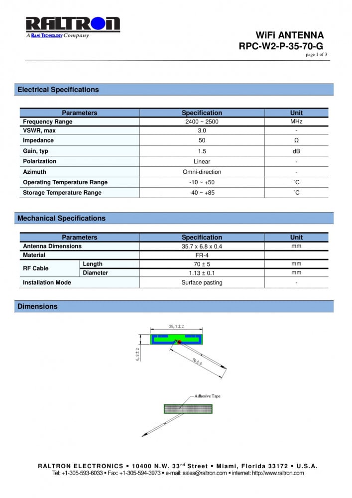 RPC-W2-P-35-70-G technical document page 1