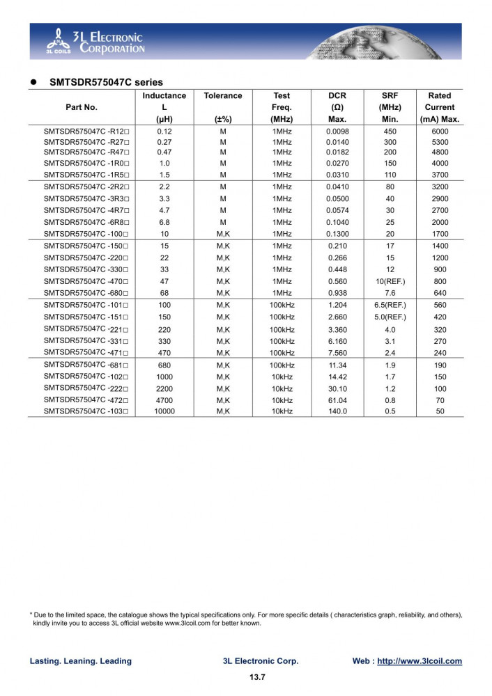 3L COILS SMTSDR series catalogue page 8