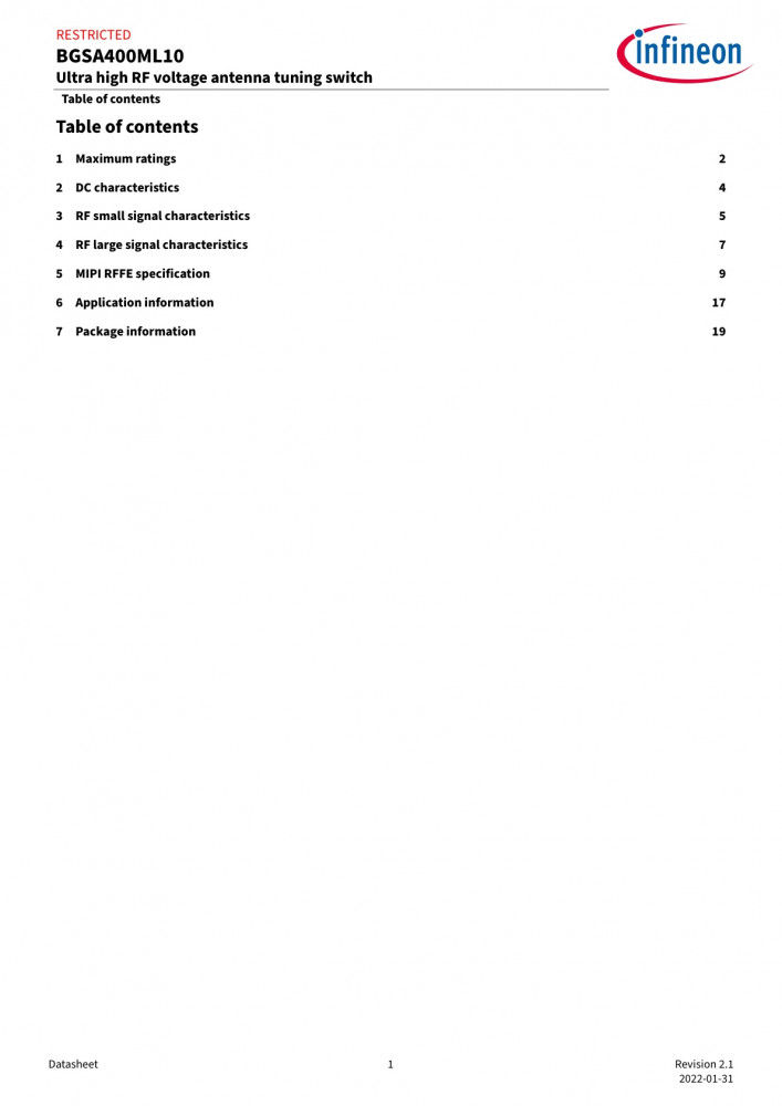 BGSA400ML10 datasheet page 2