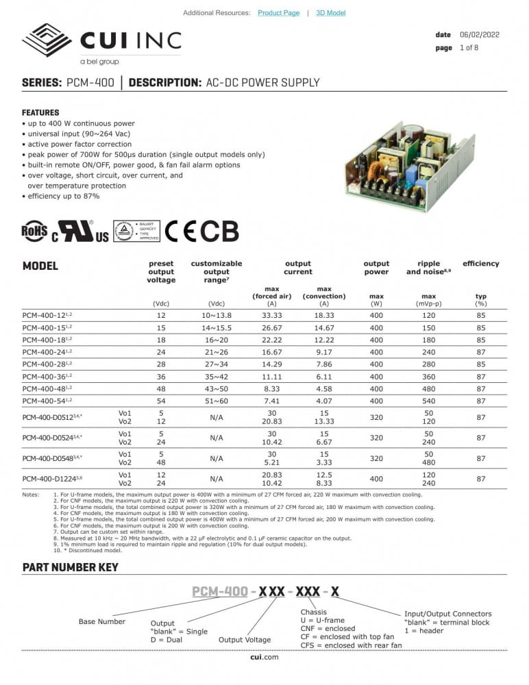 PCM-400 datasheet page 1