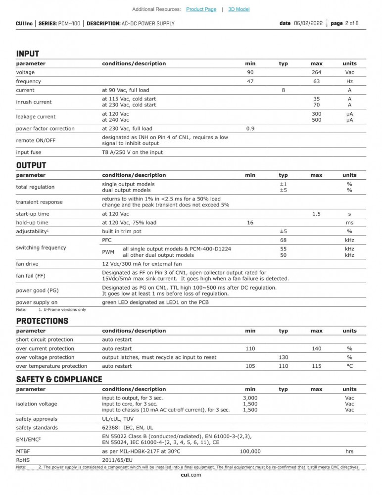 PCM-400 datasheet page 2