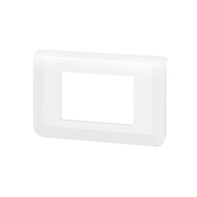 Mosaic - Plate 3 modules white - Glossy thermoplastic cover frame - Horizontal flush-mounted snap-on installation - Halogen free for sale