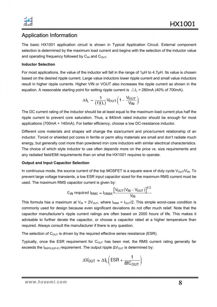 HX1001 datasheet page 8