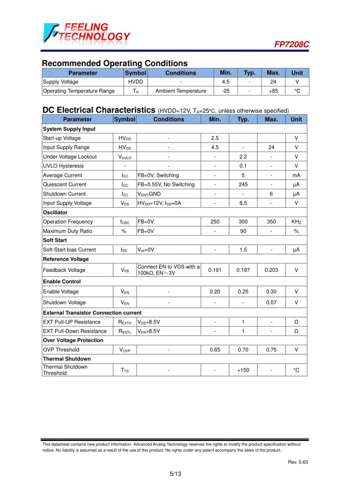 FP7208CXR-G1 datasheet page 5