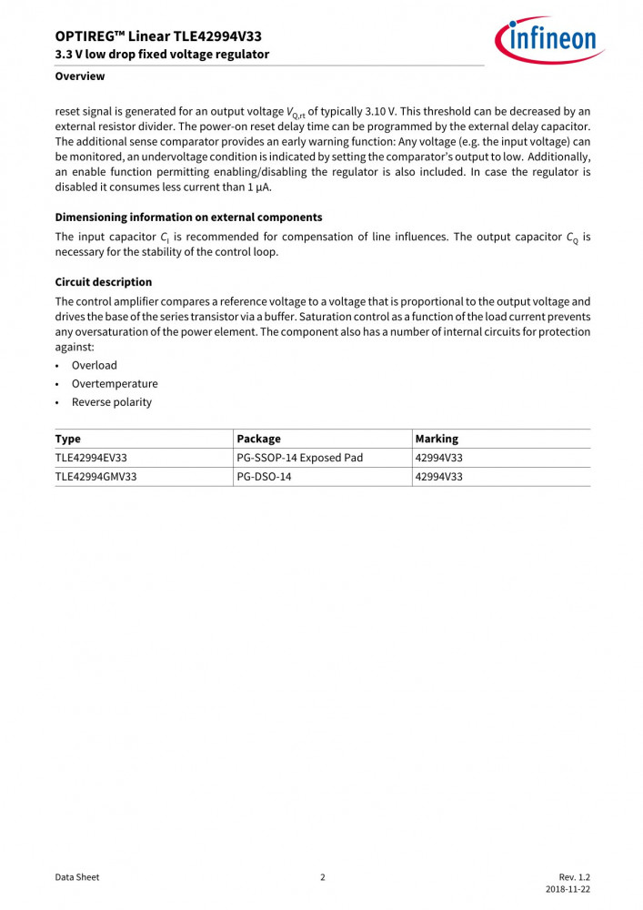 TLE42994E V33 datasheet page 2