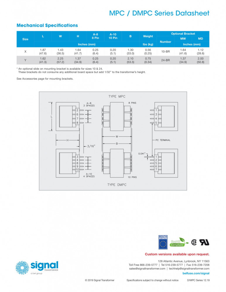 MPC and DMPC series transformer datasheet page 3