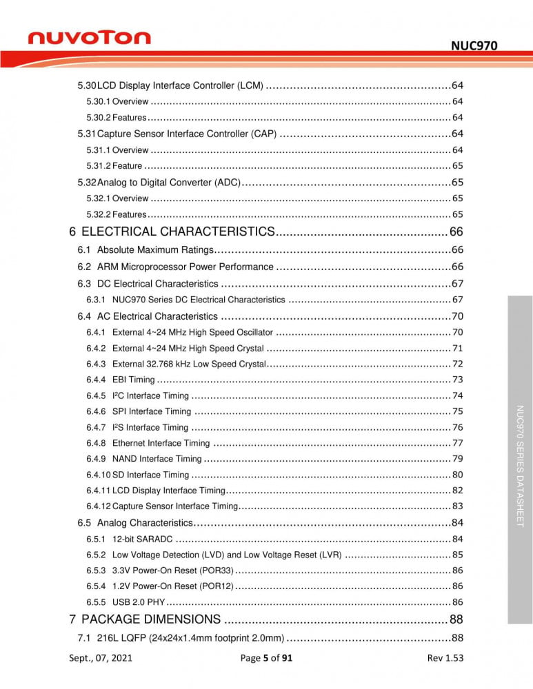 NUC970 datasheet page 5