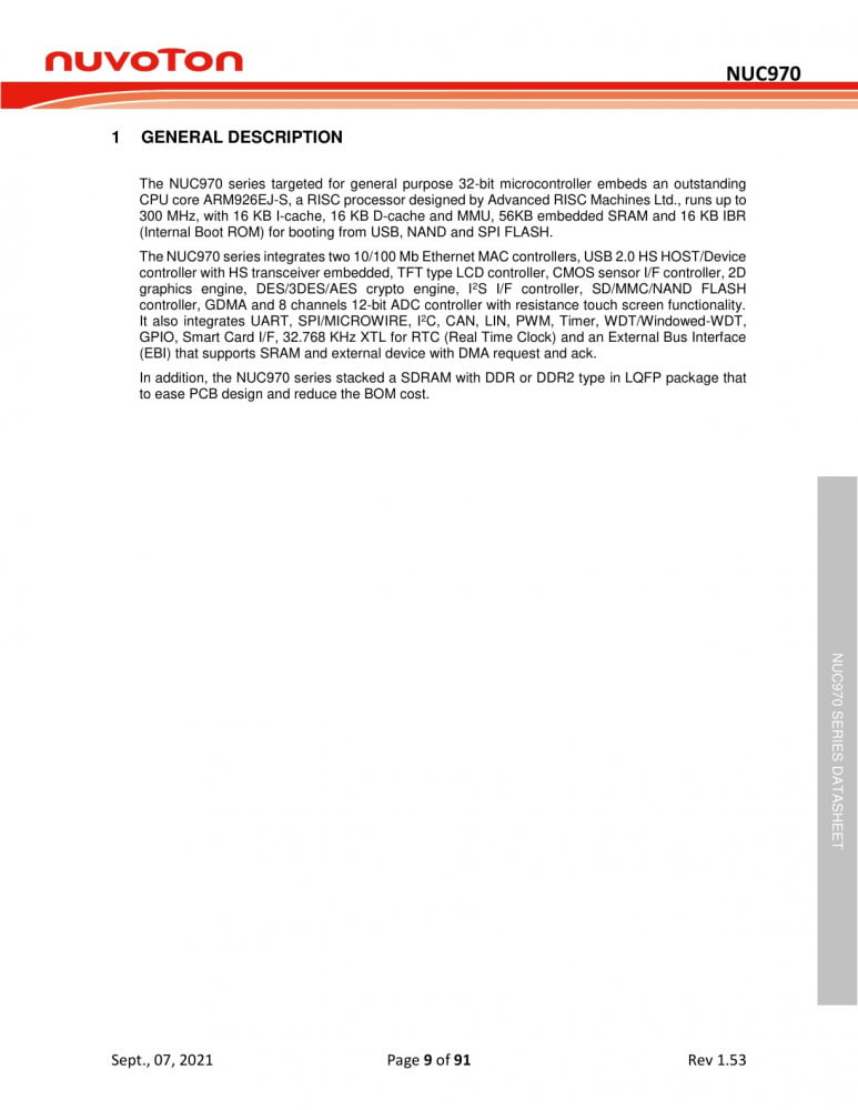 NUC970 datasheet page 9