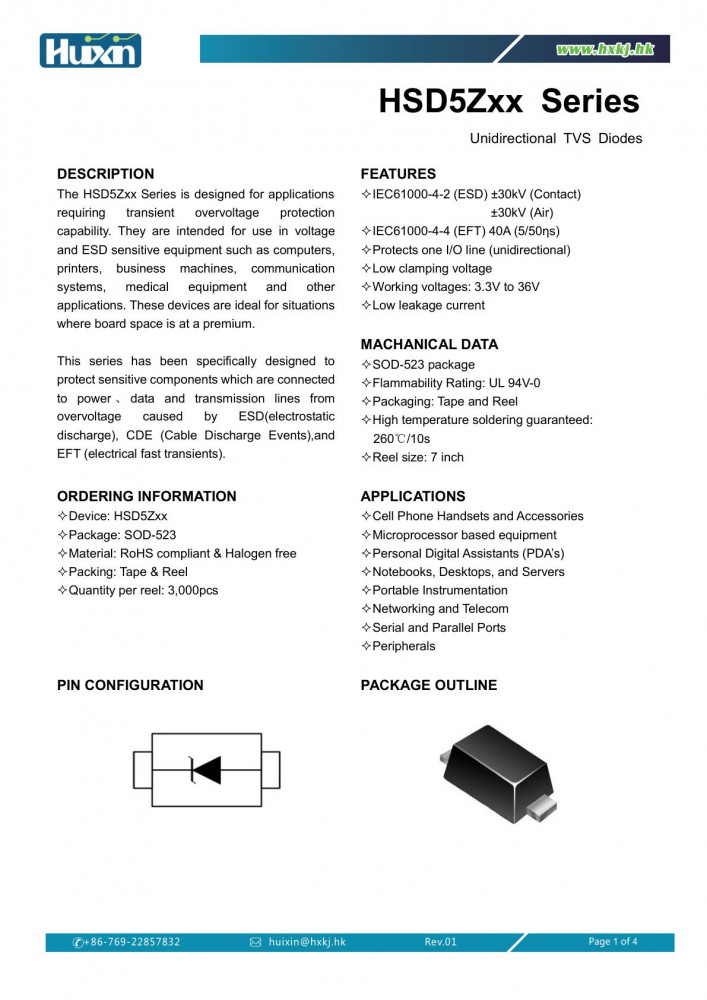 Huixin HSD5Z24 datasheet page 1