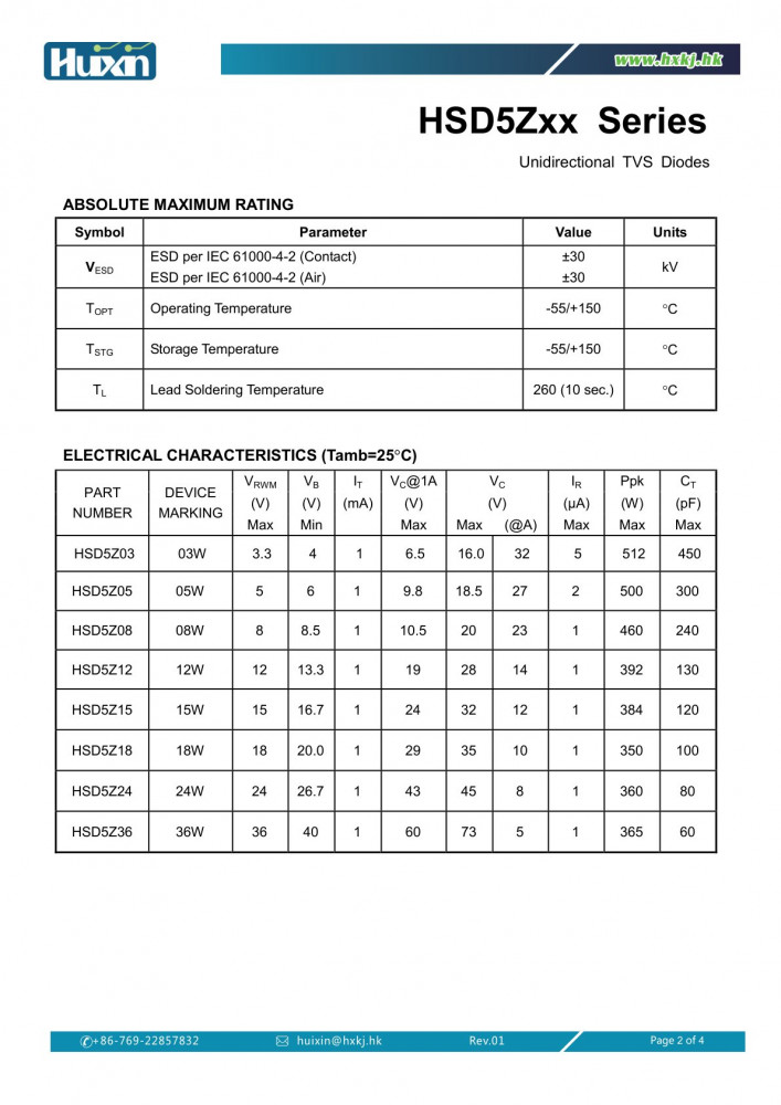 Huixin HSD5Z24 datasheet page 2