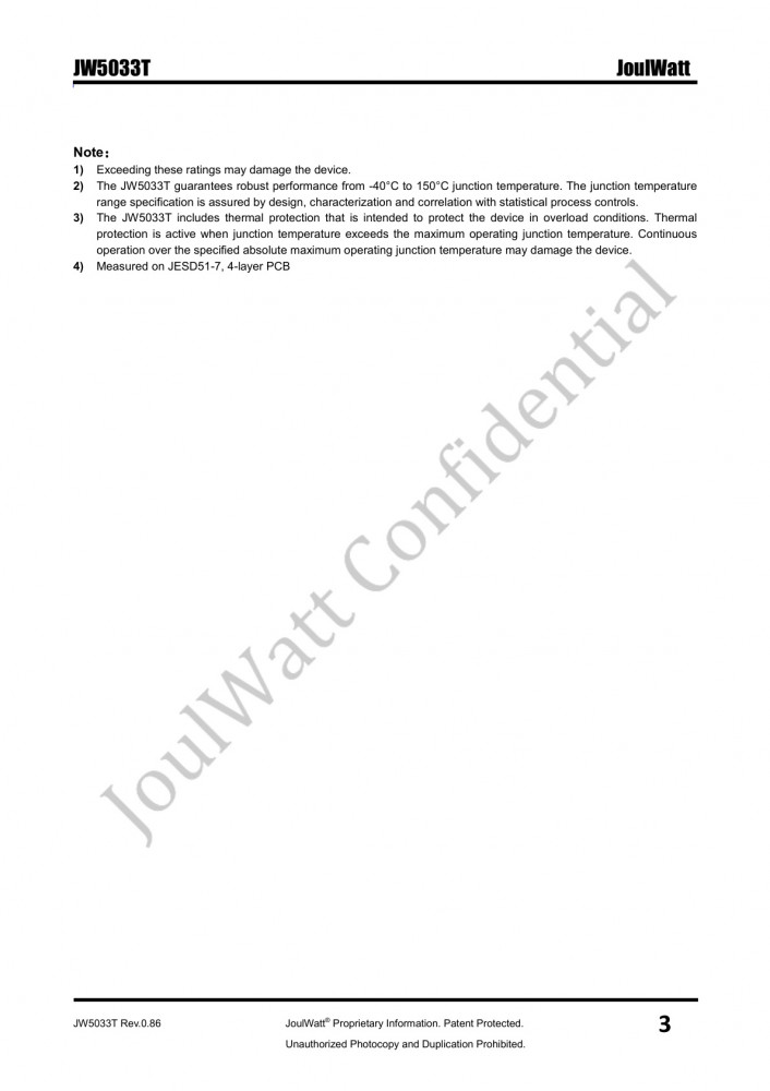 JW5033T datasheet page 3