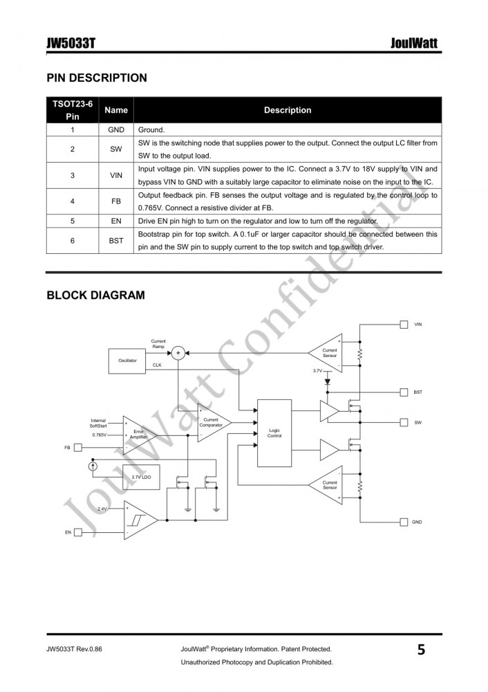 JW5033T datasheet page 5