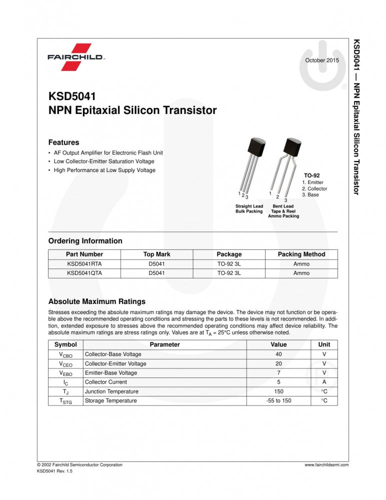 KSD5041RTA datasheet page 2