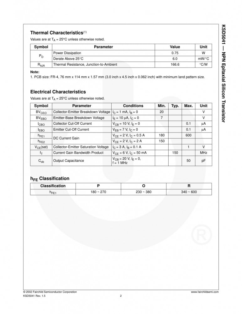 KSD5041RTA datasheet page 3