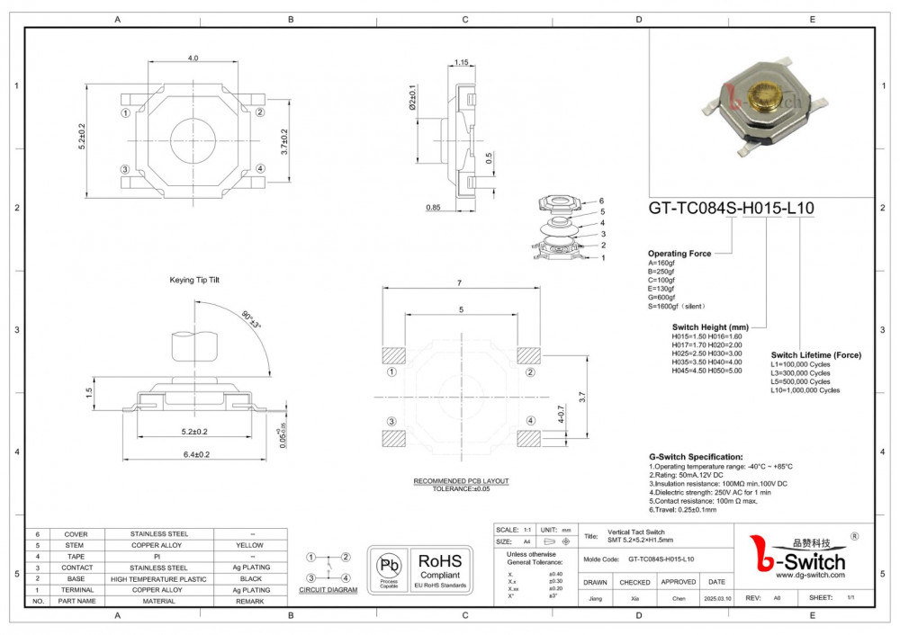 GT-TC084S-H015-L10 technical drawing