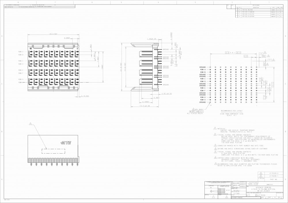 TE Connectivity 2170330-1 controlled assembly drawing