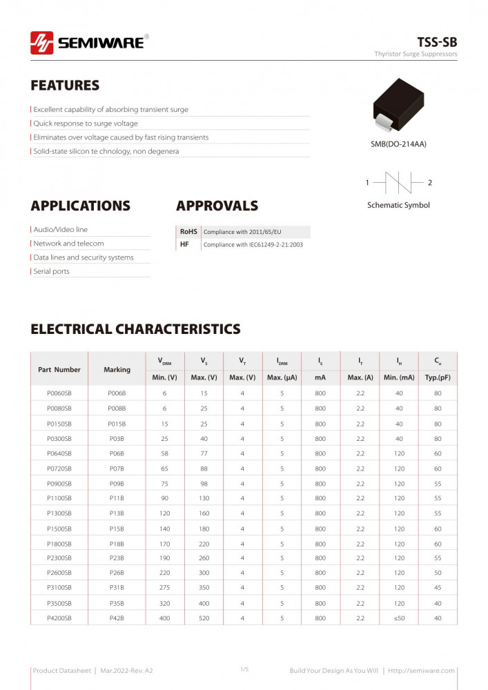 P1100SB datasheet page 1