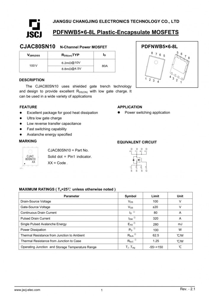 CJAC80SN10 datasheet page 1