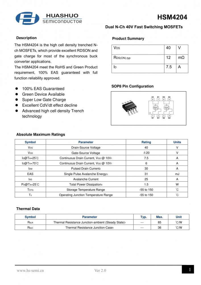 HSM4204 datasheet page 1