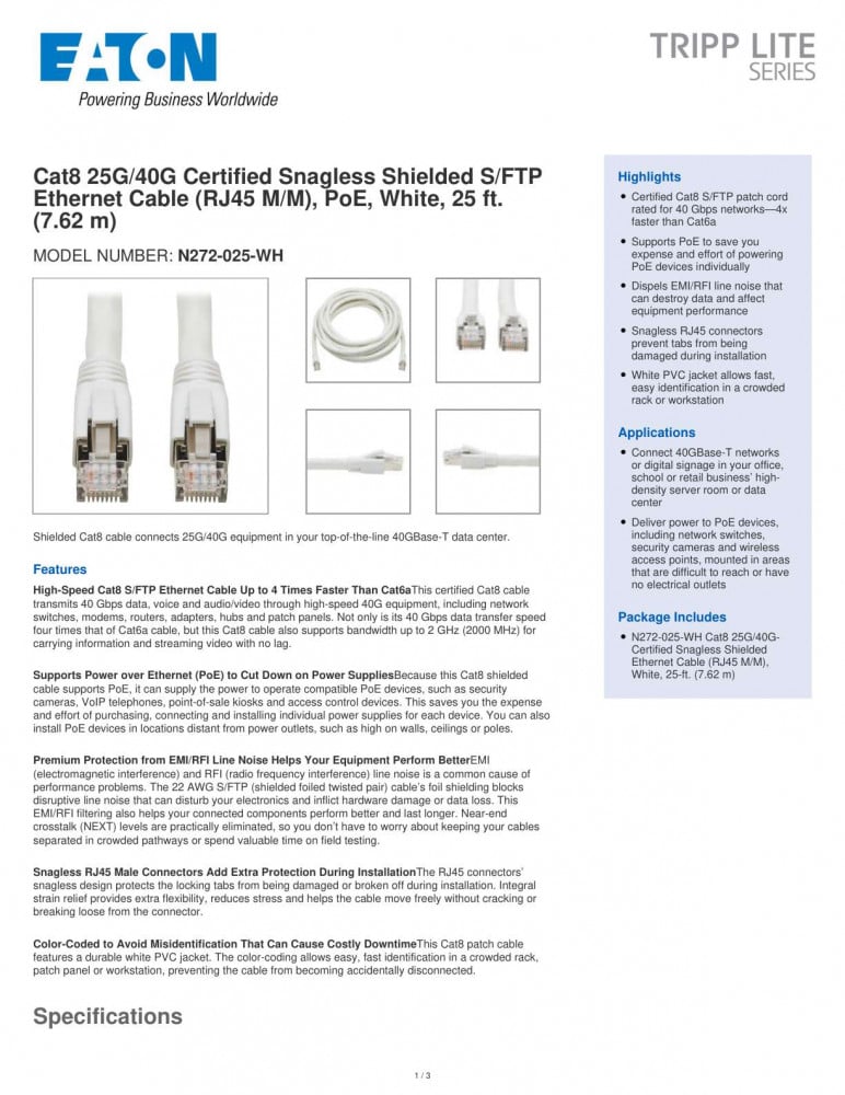 N272-025-WH technical document page 1