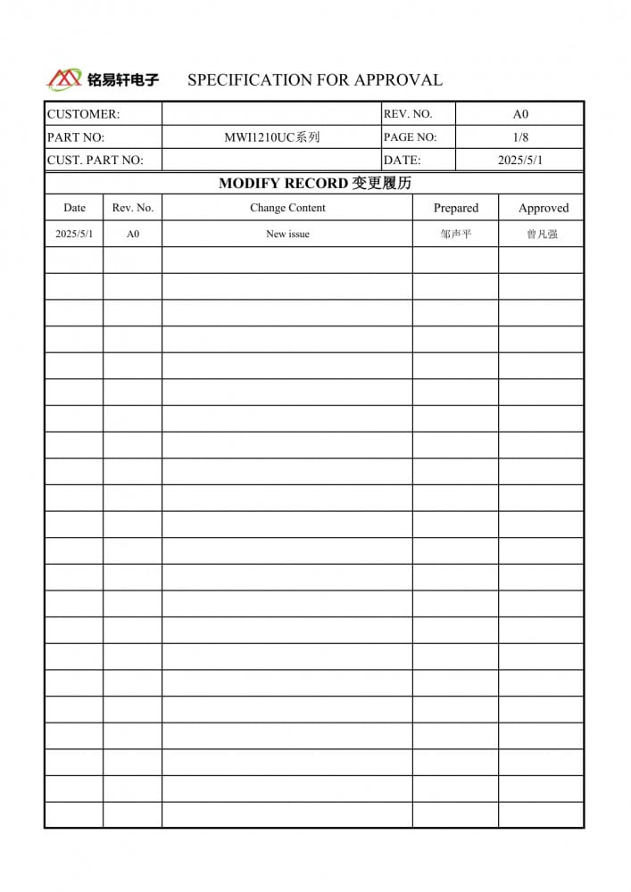 MWI1210UC approval document page 2