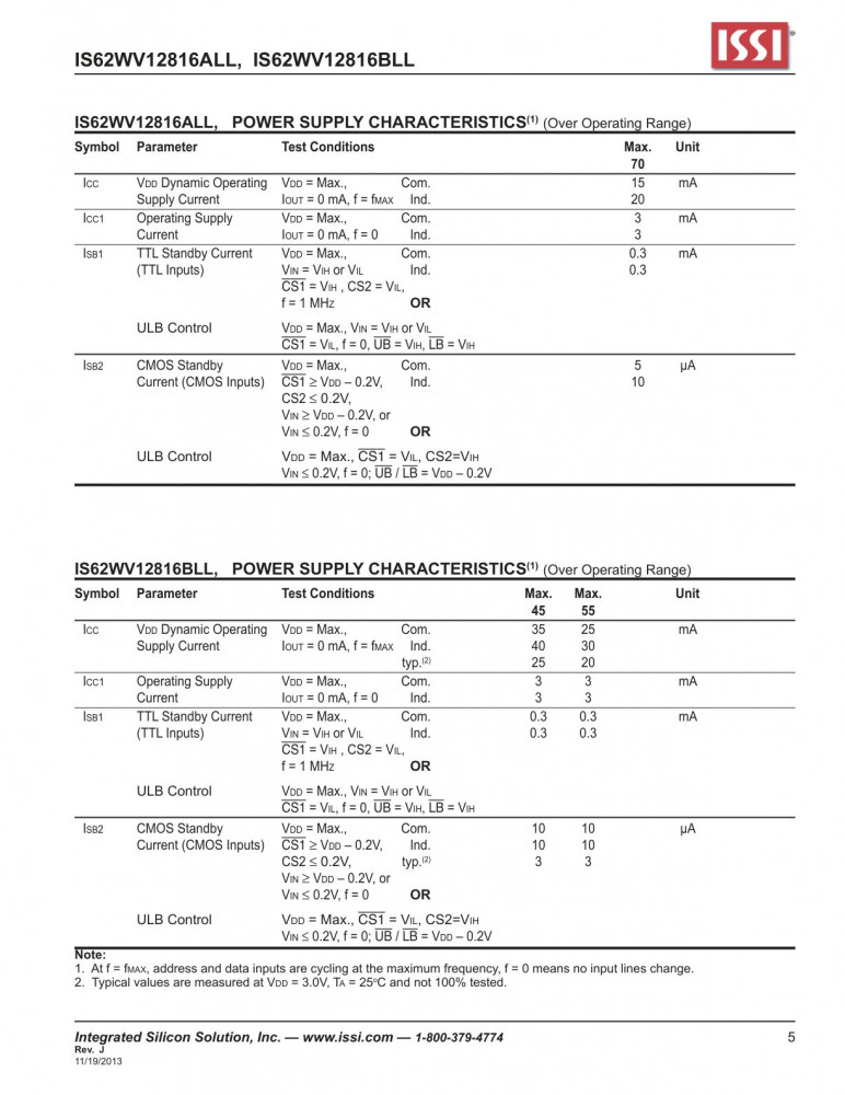 IS62WV12816BLL datasheet page 5