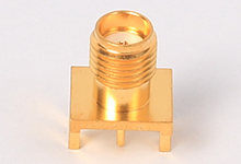 SMA Jack, Straight, PCB Receptacle, Edge Mount, Brass Body, 0.25µm Gold (Au) Plating, 20 Pieces Per Tray, 50 Ohms for sale