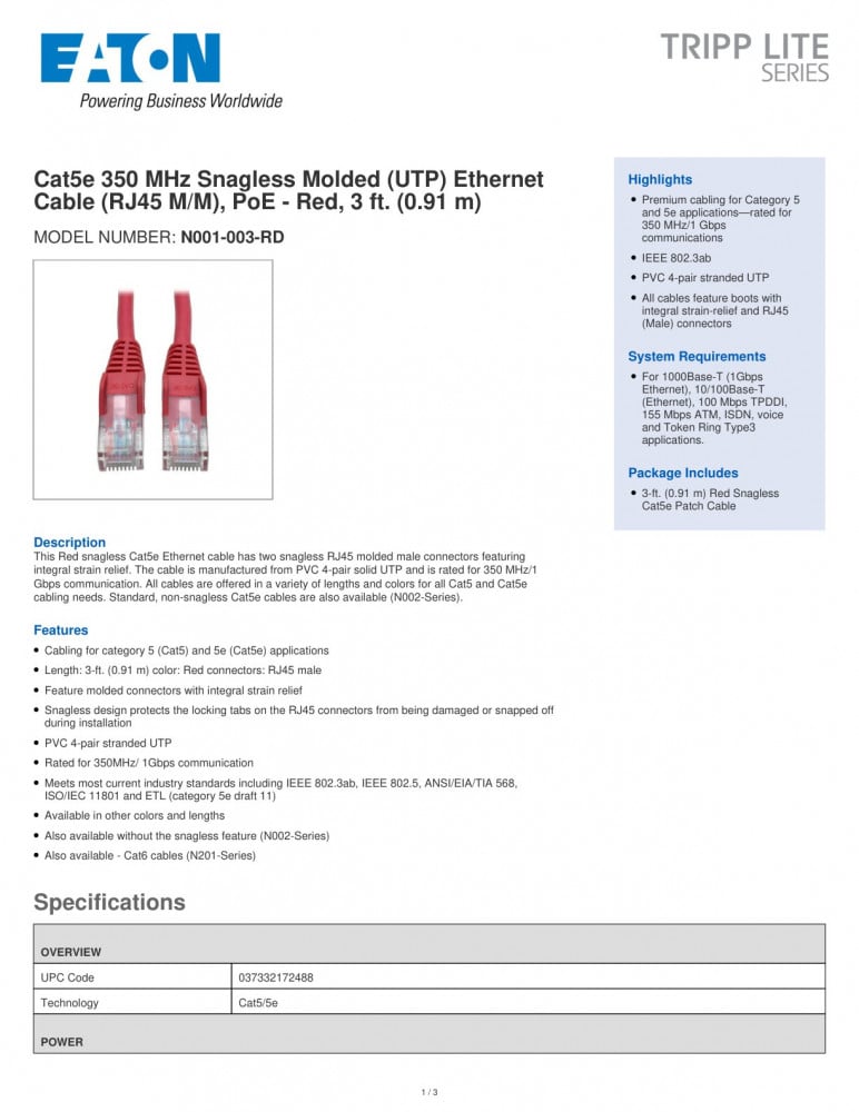 N001-003-RD technical document page 1