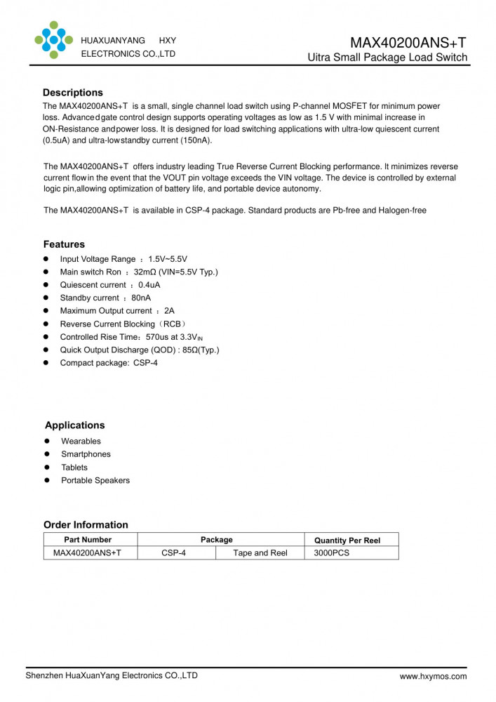 MAX40200ANS+T-HXY datasheet page 1