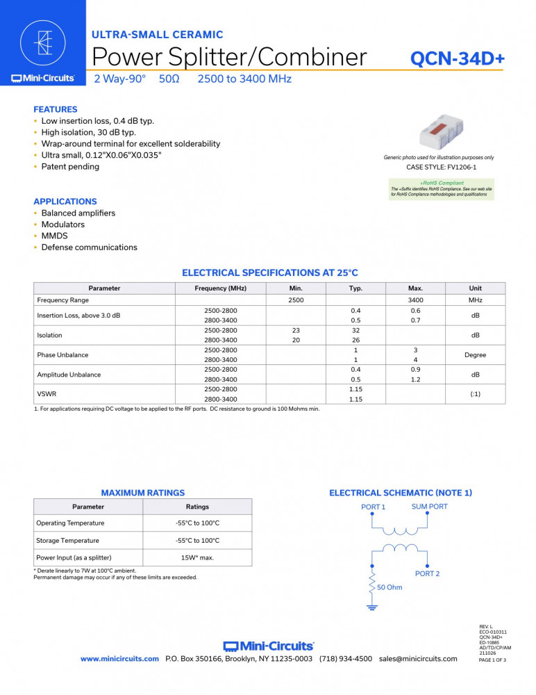 QCN-34D+ technical document page 1